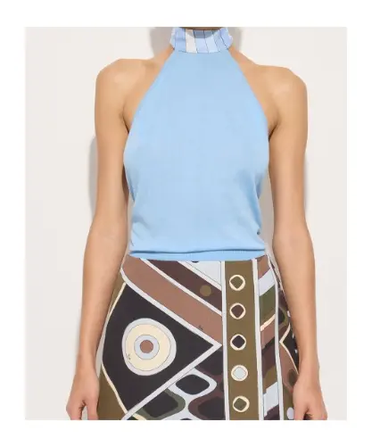 Emilio Pucci Printed Silk Twill Halterneck Top