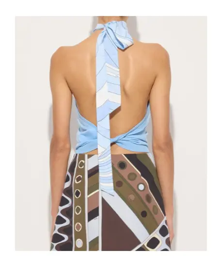 Emilio Pucci Printed Silk Twill Halterneck Top