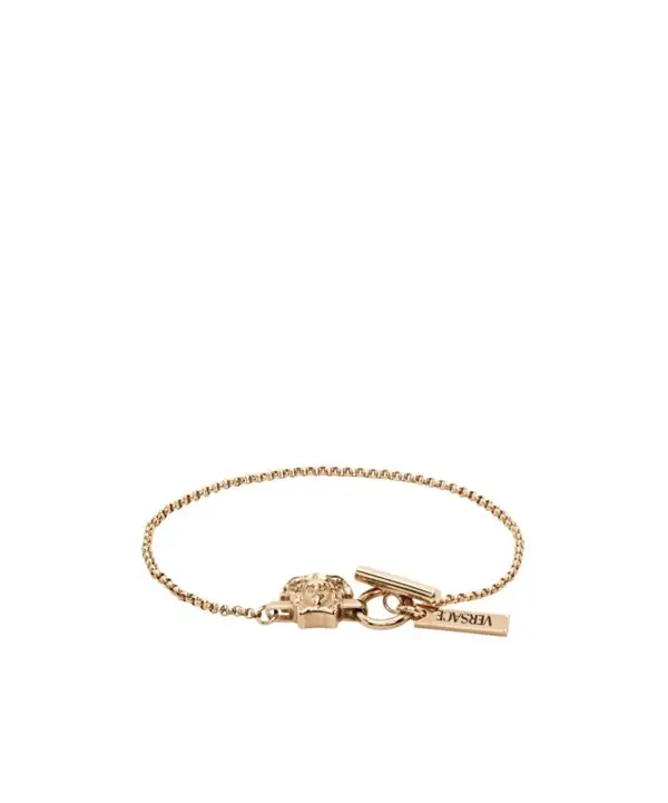 Versace Logo Plaque Charm Bracelet - Yellow