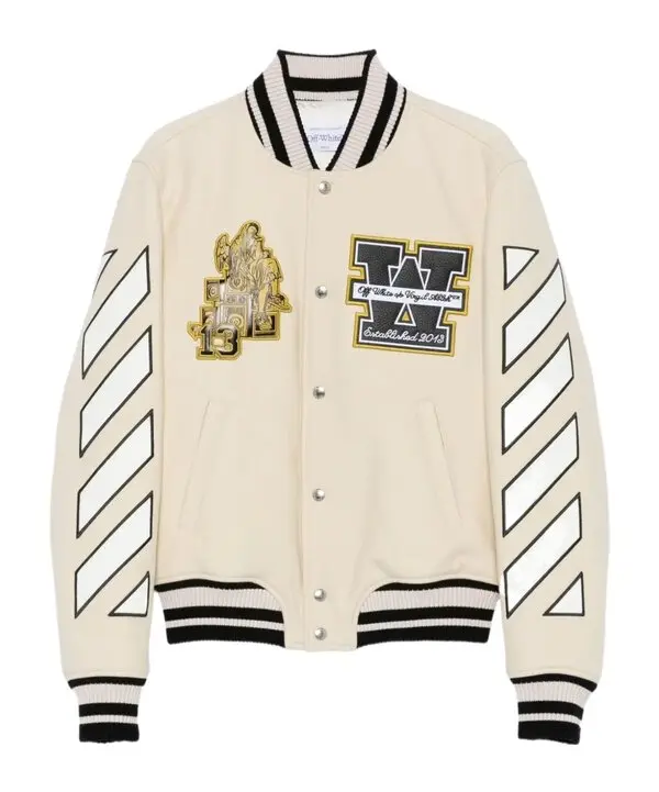 Off-White Logo Embroidered Button-up Jacket - Nude