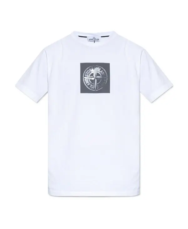 Stone Island Logo Printed Crewneck T-shirt