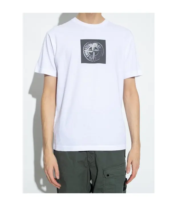 Stone Island Logo Printed Crewneck T-shirt
