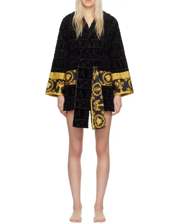 Versace Baroque Printed Belted Waist Robe