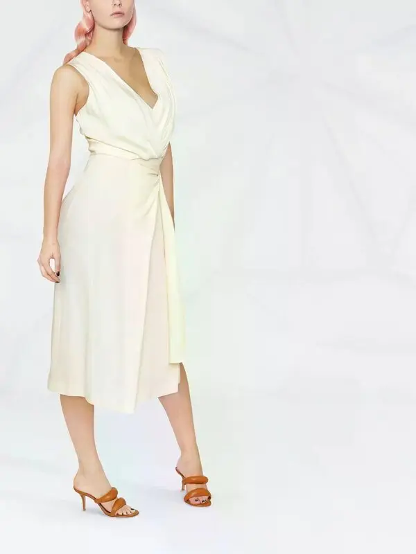 Alberta Ferretti Ivory White Wrap Midi Dress