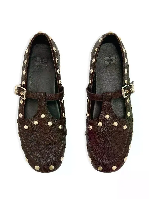 GANNI Stud-embellished Ballet Flats