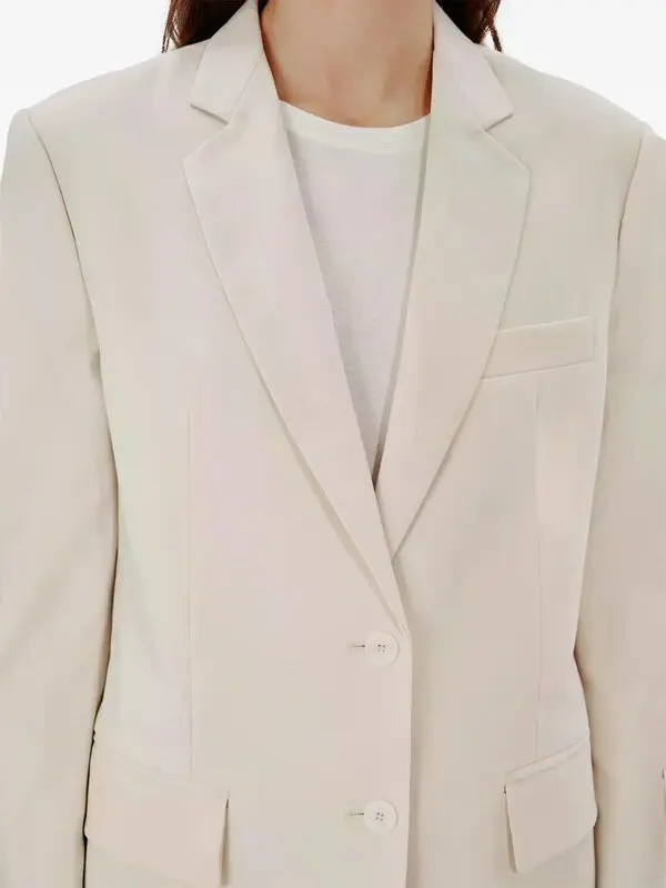 Another Tomorrow Oversized Single-breasted Blazer In Cream White Merino Wool