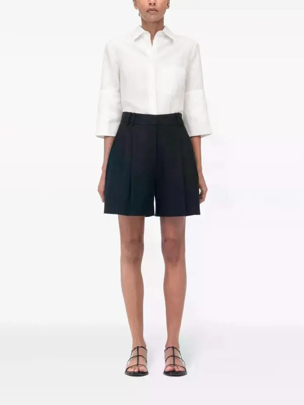 Another Tomorrow Linen Pleated Shorts
