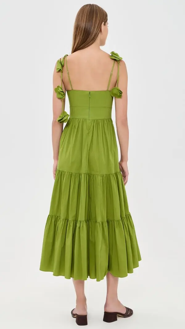 Cinq À Sept Kael Dress With Floral Embellishments - Dark Lime
