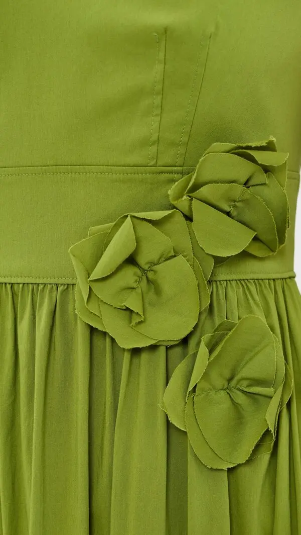 Cinq À Sept Kael Dress With Floral Embellishments - Dark Lime