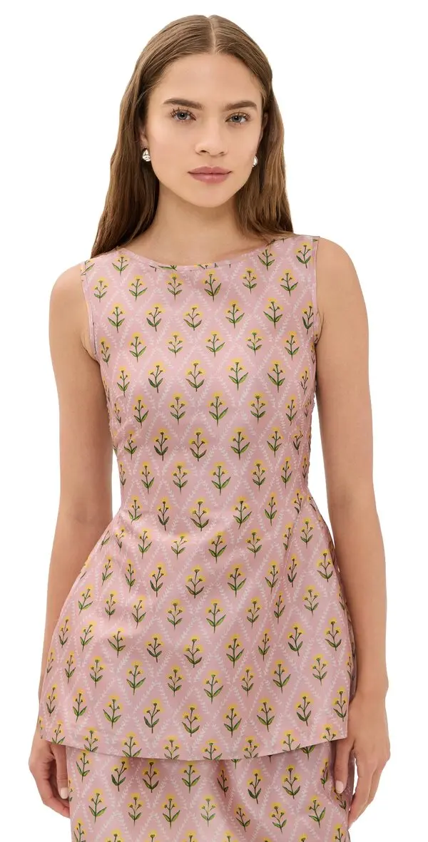 LA MAREGOLD Floral Print Sleeveless Top - Blush Lattice Floral