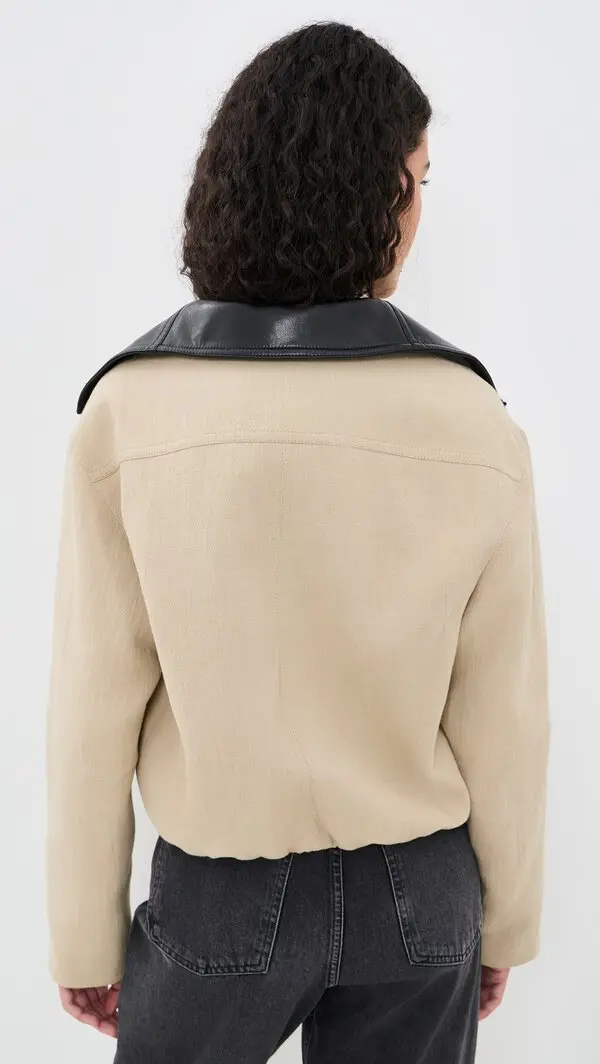 Nanushka Alonza Funnel Neck Jacket With Leather Trim