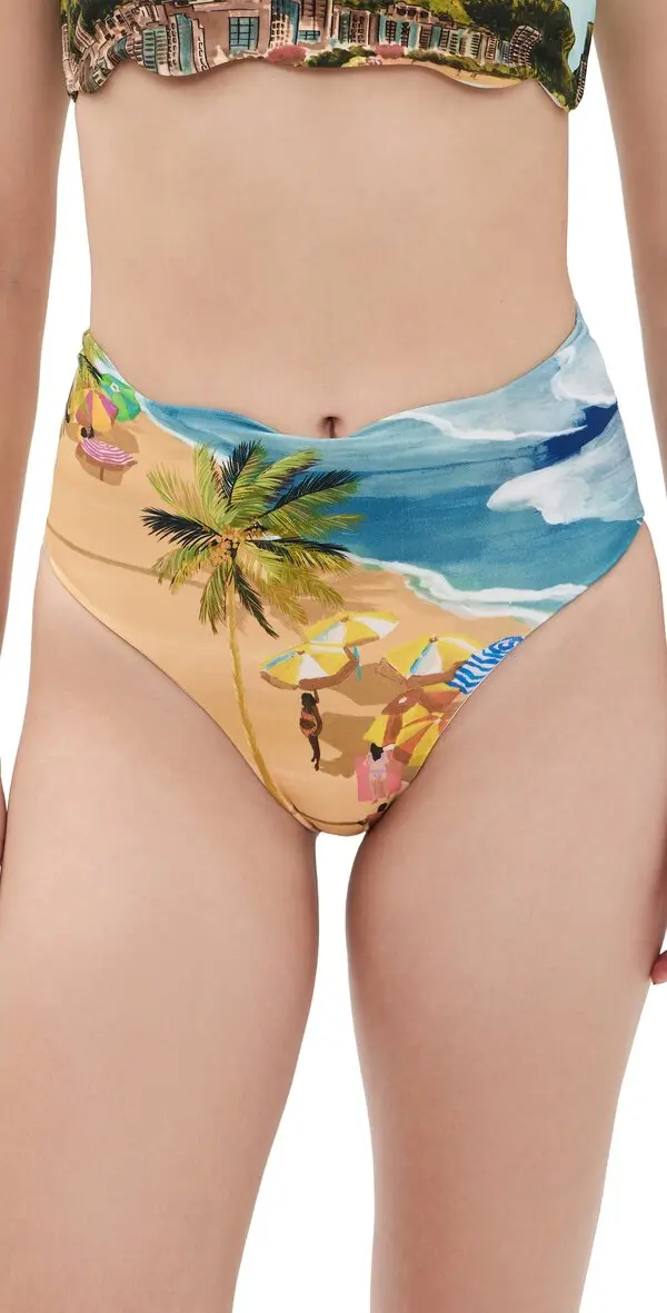Farm Rio High Waisted Bikini Bottoms - Copacabana Beach Multi