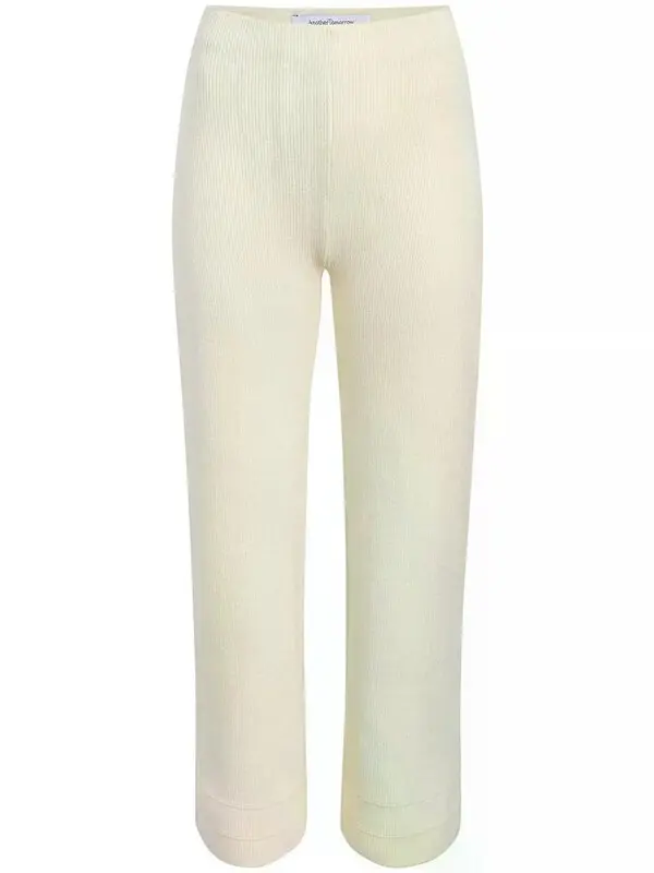 Another Tomorrow Ribbed Knit Cropped Trousers