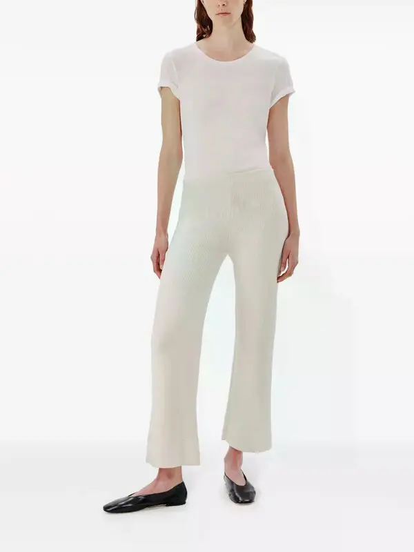 Another Tomorrow Ribbed Knit Cropped Trousers