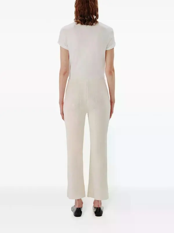 Another Tomorrow Ribbed Knit Cropped Trousers