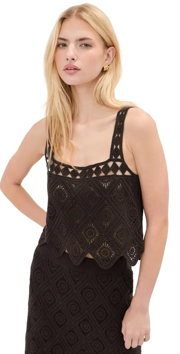 LE BOP Emilia Crochet Tank - Chocolate