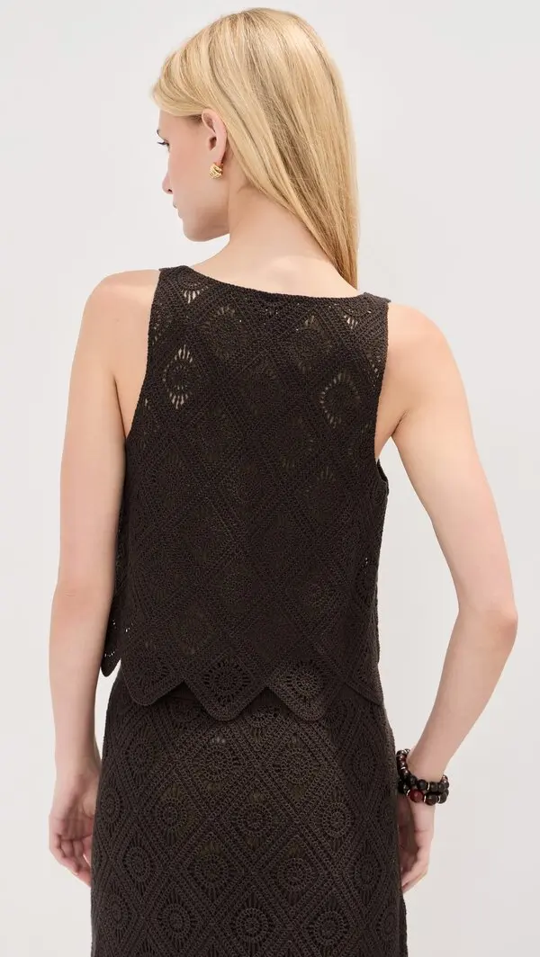 LE BOP Emilia Crochet Tank - Chocolate
