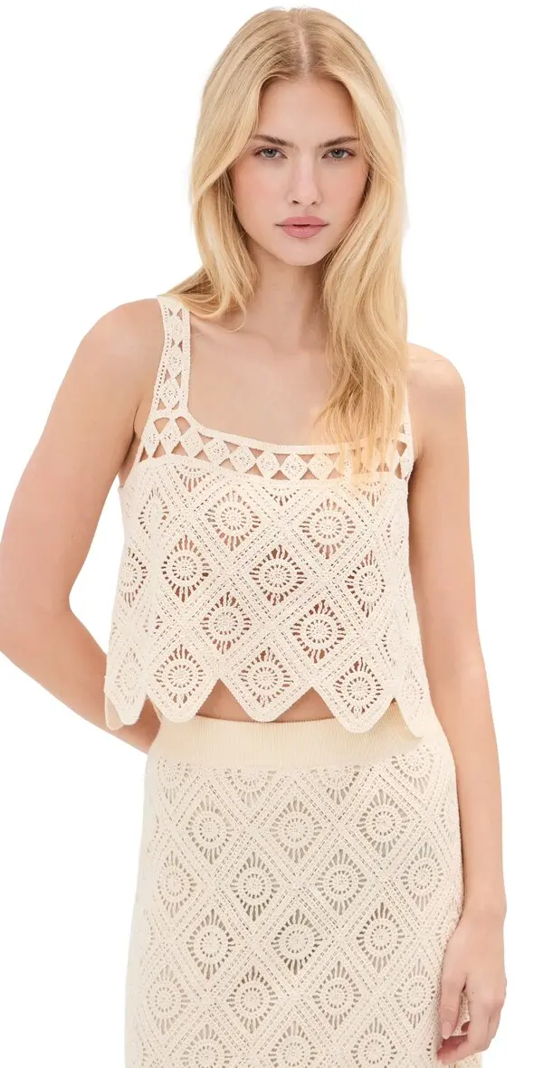 LE BOP Emilia Crochet Tank - Ivory
