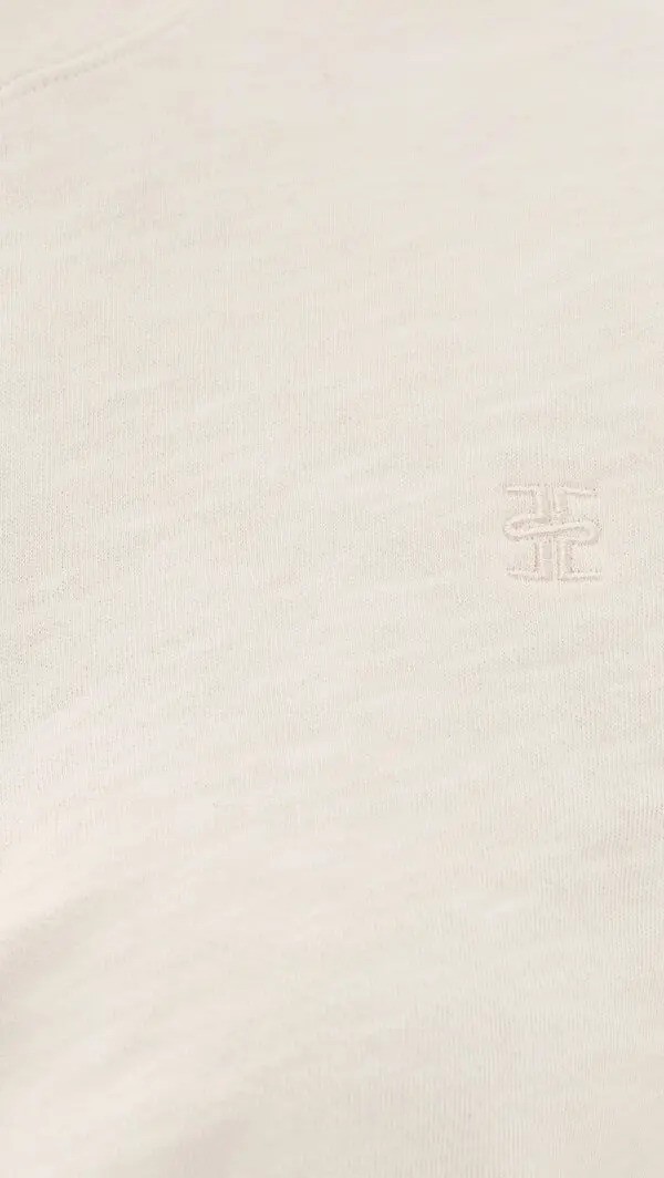 Eterne Cropped Half-zip Sweatshirt With Embroidered Logo - Bone