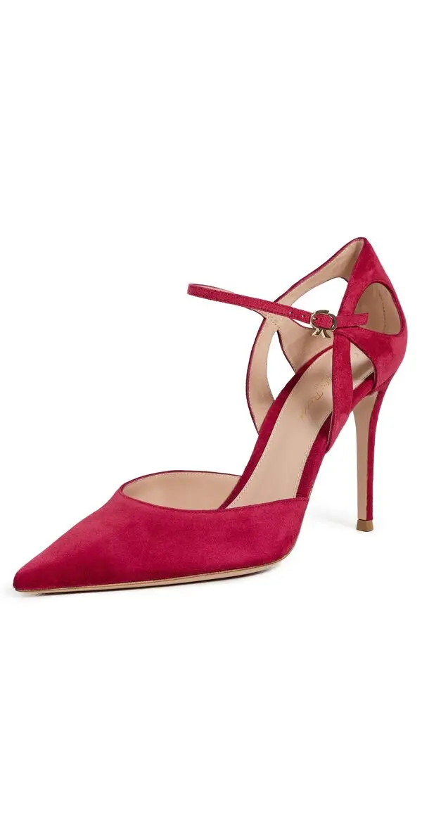 GIANVITO ROSSI Suede Stiletto Heels With Buckle Ankle Strap - Cosmo