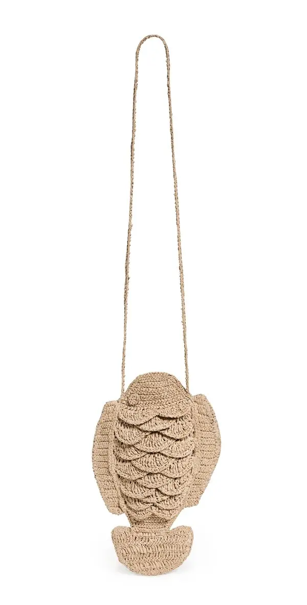 Madewell Straw Fish Shaped Crossbody Bag - Natural Multi