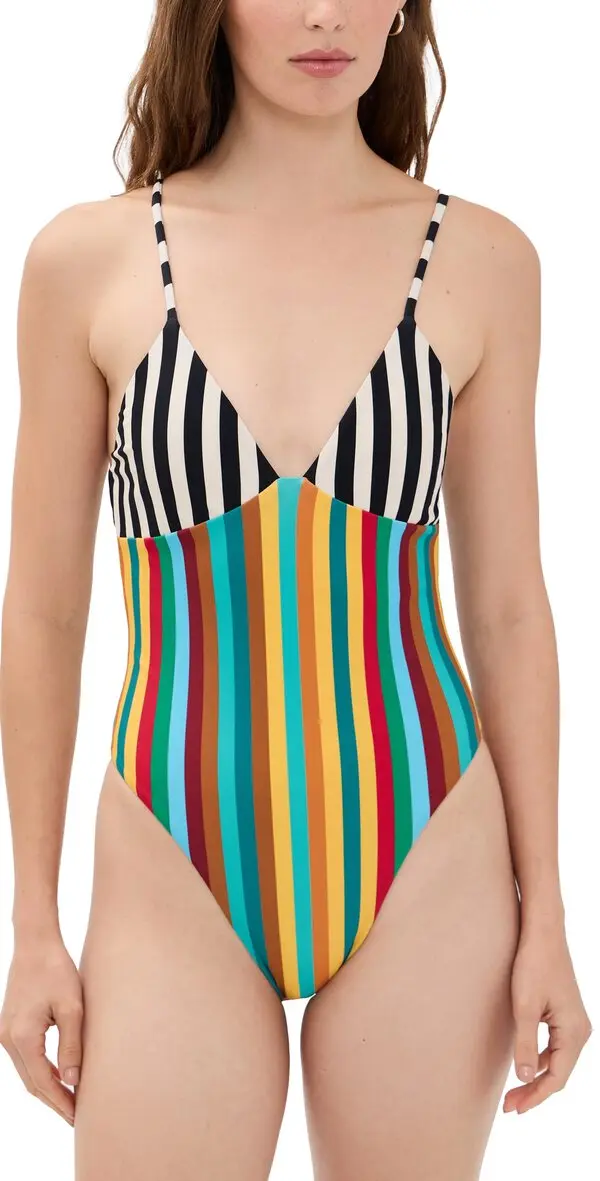 SIMONMILLER Behati Striped One-piece Swimsuit - Vibrant Multi Stripe