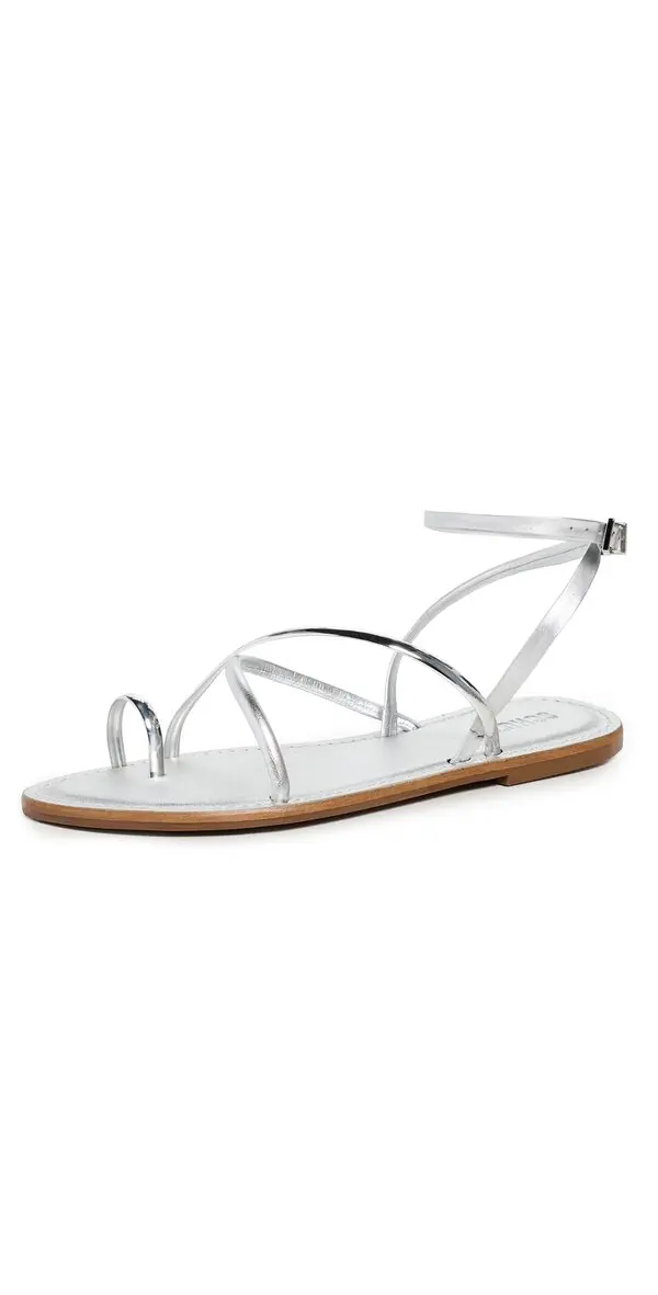 Schutz Valeria Metallic Leather Sandals - Prata