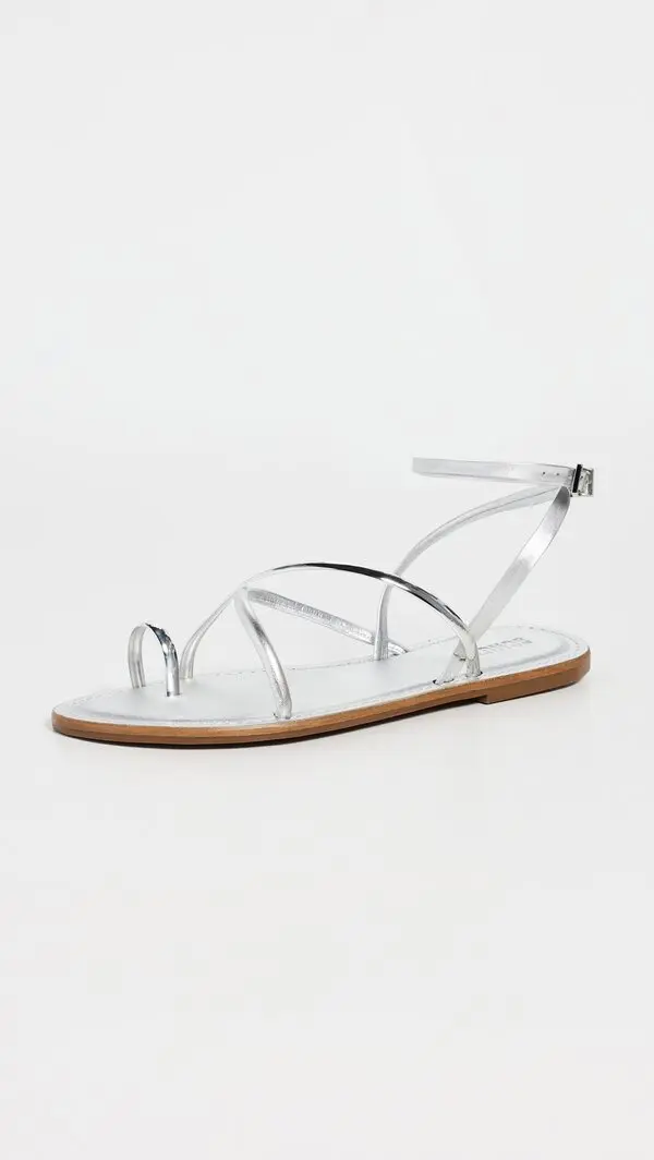 Schutz Valeria Metallic Leather Sandals - Prata