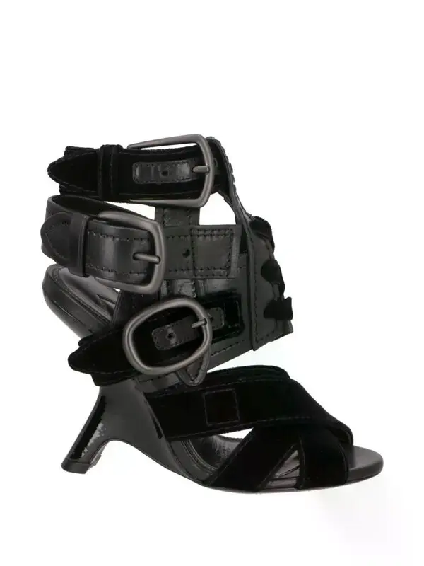 TOM FORD Velvet Paneled Lace-up Sandals
