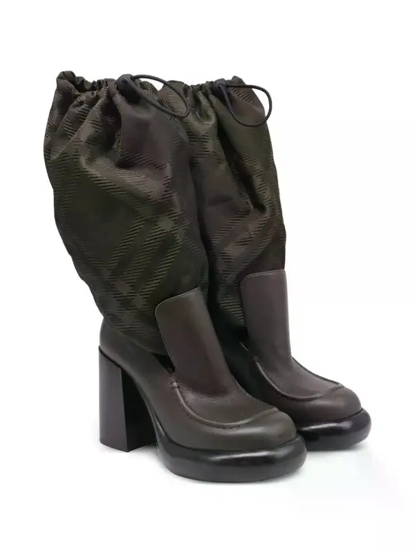 Burberry Check Print Wedge Boots