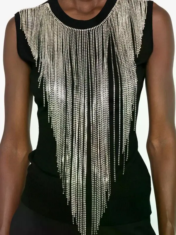 Sportmax Embellished Sleeveless Knit Top - Black