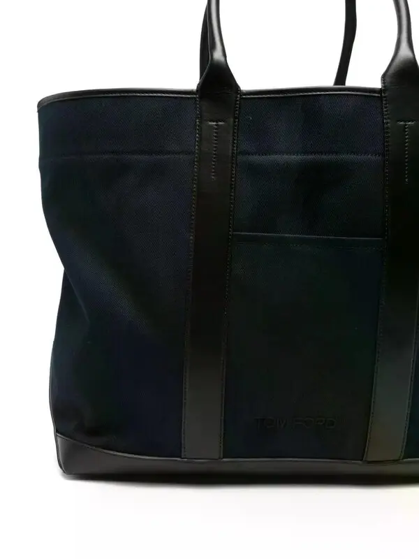 TOM FORD Canvas Tote Bag With Leather Trim