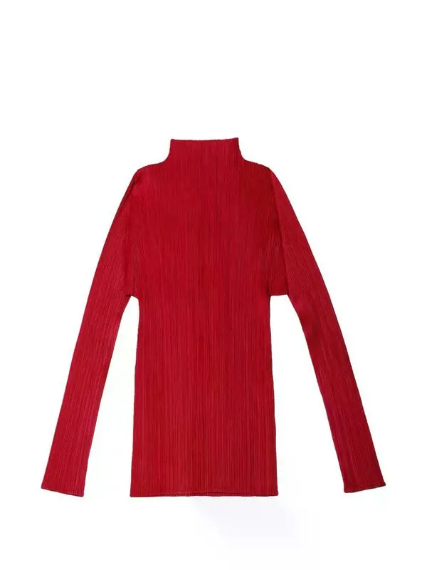 Issey Miyake High-neck Long Sleeve Top - Red