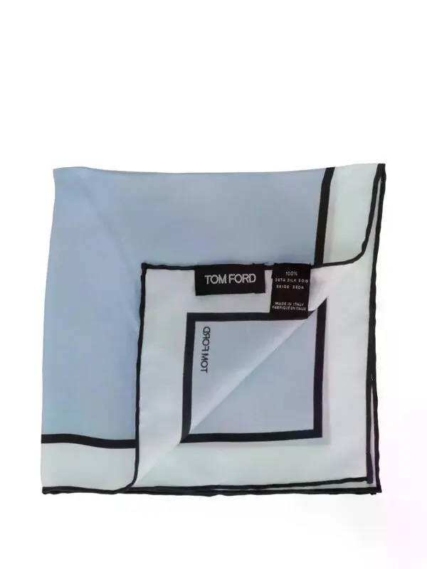 TOM FORD Logo-detail Contrast-border Pocket Square - Blue