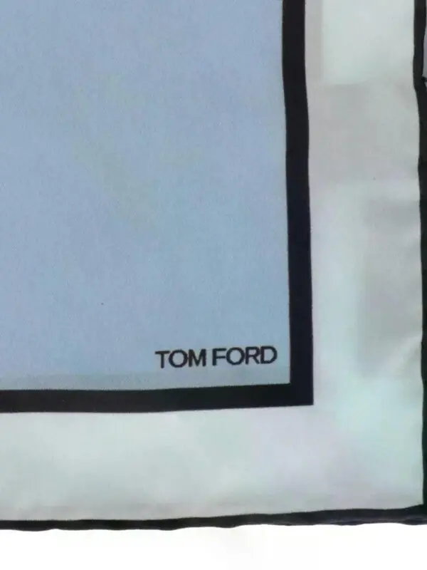 TOM FORD Logo-detail Contrast-border Pocket Square - Blue