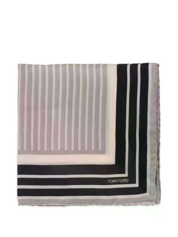 TOM FORD Striped Pocket Square - Grey