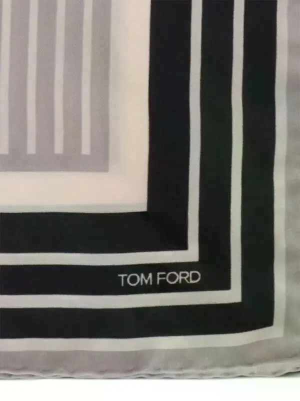 TOM FORD Striped Pocket Square - Grey