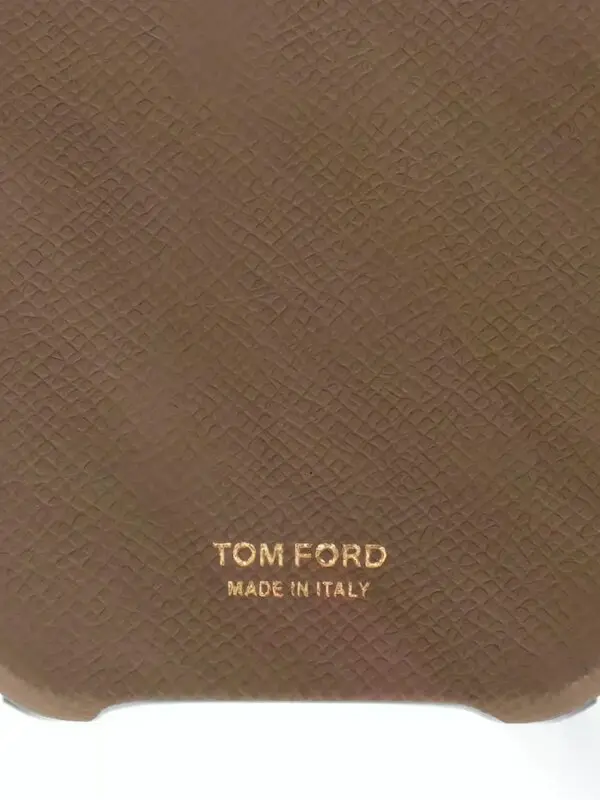 TOM FORD Logo-print Grained-leather Phone Case - Brown