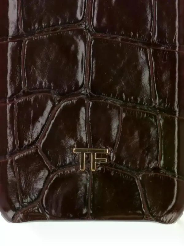 TOM FORD Logo-plaque Croc-effect Leather Phone Case