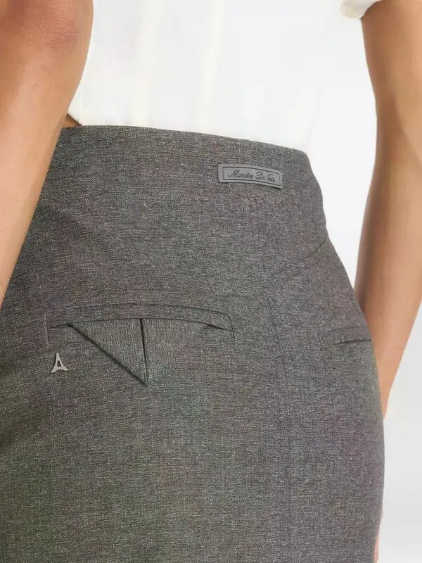 Manière De Voir Tailored Box-pleat Wool-blend Linen Skirt - Grey