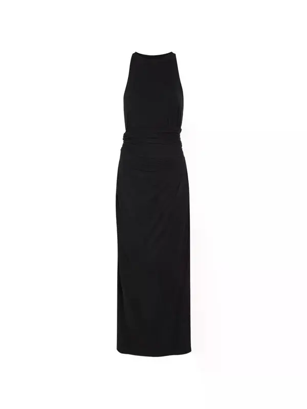 Another Tomorrow Ruched Waist Sleeveless Midi Dress
