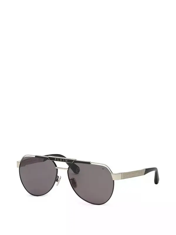 Philipp Plein Logo-engraved Pilot-frame Sunglasses - Silver