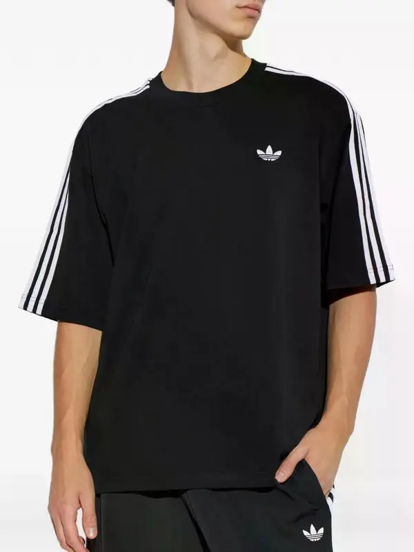 Adidas Logo-embroidered Stripe-detail T-shirt