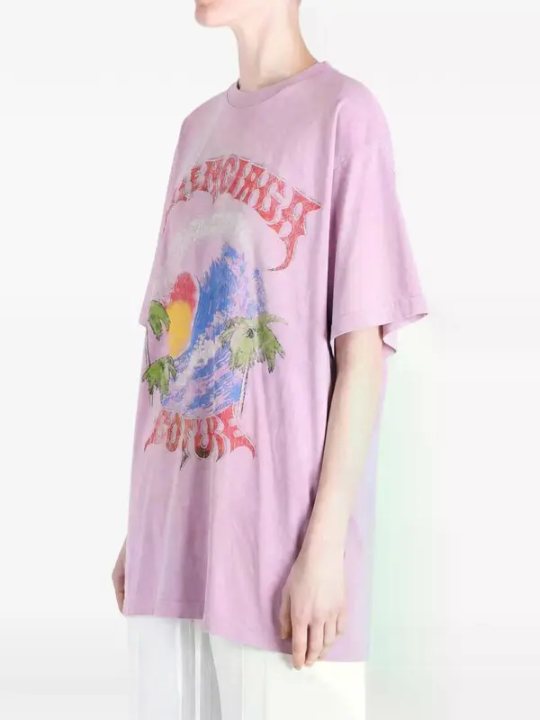 Balenciaga Oversized Graphic Print T-shirt - Pink