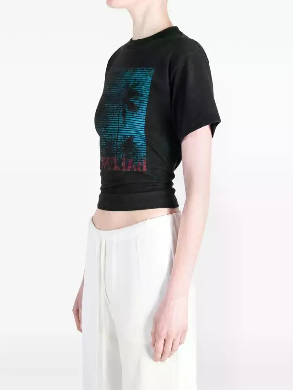 Balenciaga Graphic Print Cropped T-shirt