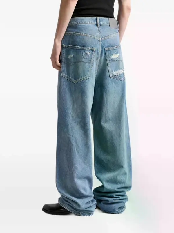 Balenciaga Distressed Wide-leg Jeans - Blue