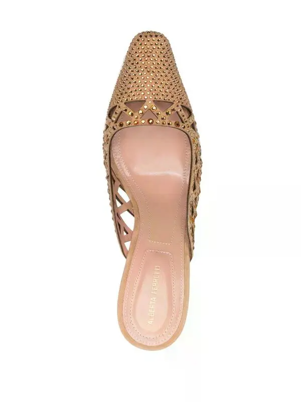 Alberta Ferretti Crystal-embellished Mules