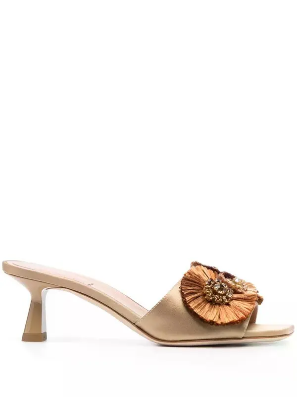 Alberta Ferretti 55mm Floral Appliqué Leather Sandals