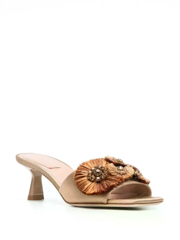 Alberta Ferretti 55mm Floral Appliqué Leather Sandals