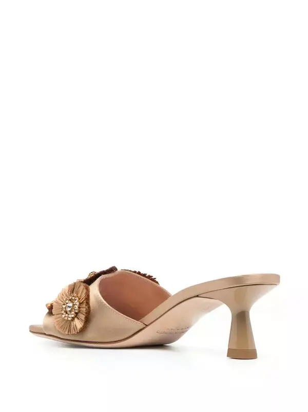 Alberta Ferretti 55mm Floral Appliqué Leather Sandals